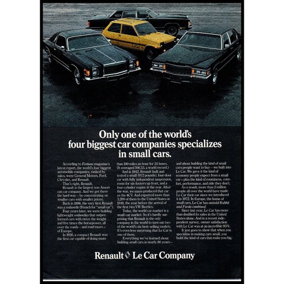 Renault | Art | 978 Renault Le Car Company Vintage Print Ad Yellow ...